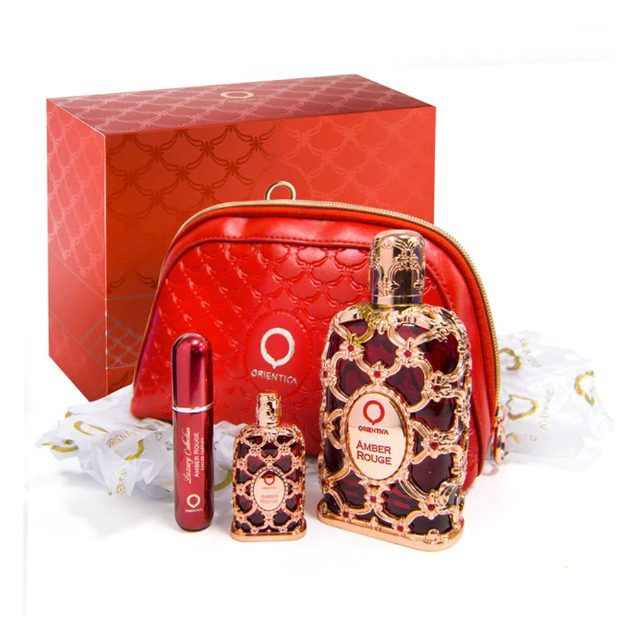 LUXURY COLLECTION ORIENTICA AMBER ROUGE 3 PZAS + BOLSO – Altaperfumeriashop